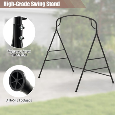 Costway Patio Metal Swing Stand Heavy-Duty A-Shaped Porch Swing Frame w ...