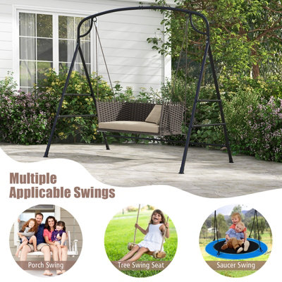 Costway Patio Metal Swing Stand Heavy-Duty A-Shaped Porch Swing Frame w ...