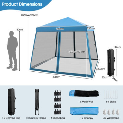 Costway Patio Outdoor Instant Pop-up Canopy Slant Leg Mesh Tent ...