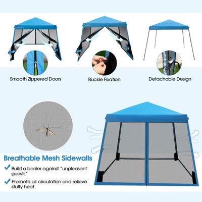 Costway Patio Outdoor Instant Pop-up Canopy Slant Leg Mesh Tent ...
