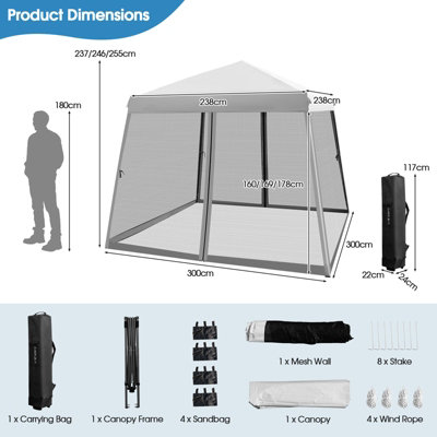 Costway Patio Outdoor Instant Pop-up Canopy Slant Leg Mesh Tent ...