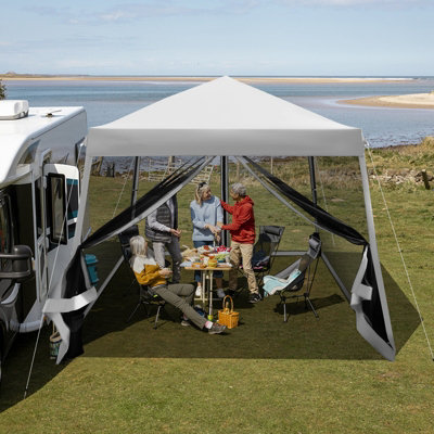 Costway Patio Outdoor Instant Pop-up Canopy Slant Leg Mesh Tent ...