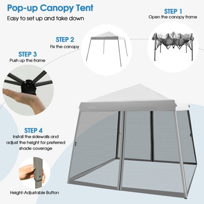 Costway Patio Outdoor Instant Pop-up Canopy Slant Leg Mesh Tent ...
