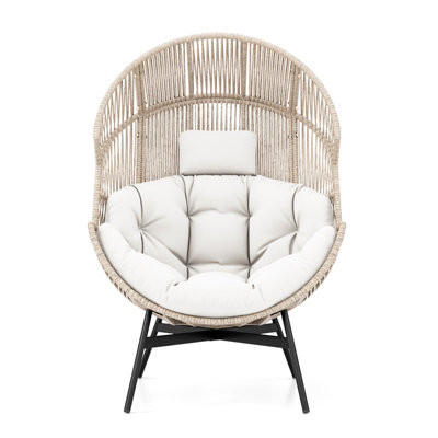 Costway Patio Ratten Lounge Basket Chair Indoor Outdoor Wicker Egg ...