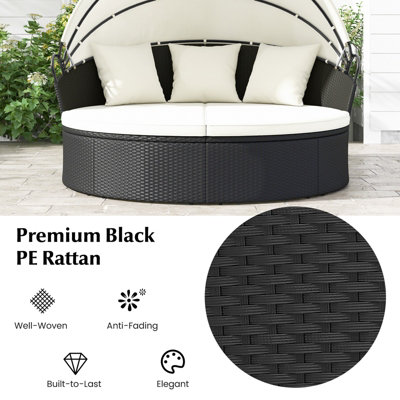 Costway Patio Round Wicker Daybed Clamshell Separated Seating Sectional ...