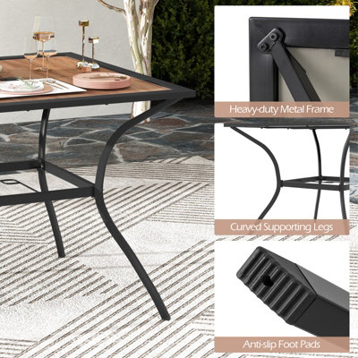 COSTWAY Patio Table with Umbrella Hole Outdoor Dining Table for 4 ...