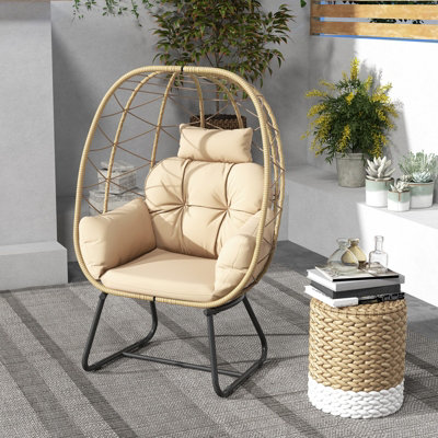 Costway PE Wicker Egg Chair Indoor Outdoor Lounge Chair Patio Basket Chair