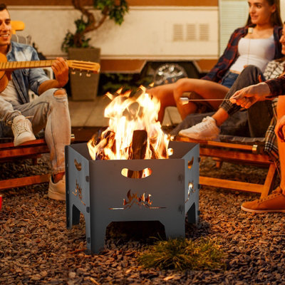 Costway Pentagon Outdoor Fire Pit Collapsible Portable Plug Camp ...