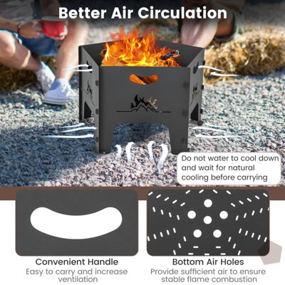 Costway Pentagon Outdoor Fire Pit Collapsible Portable Plug Camp ...