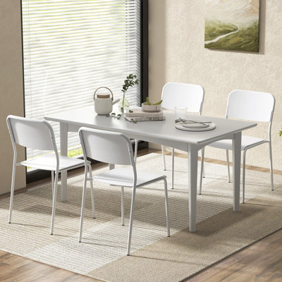 COSTWAY Plastic Dining Chairs Set of 4 Stackable Kitchen Chairs w ...