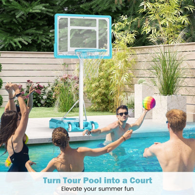 COSTWAY Pool Basketball Hoop Poolside Basketball Goal 143-171 cm Adjustable