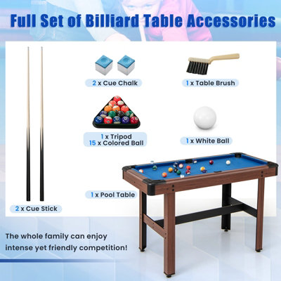 COSTWAY Pool Table for Kids & Adults Wooden Billiard Game Table w/ Full ...