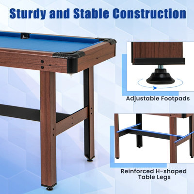 COSTWAY Pool Table for Kids & Adults Wooden Billiard Game Table w/ Full ...