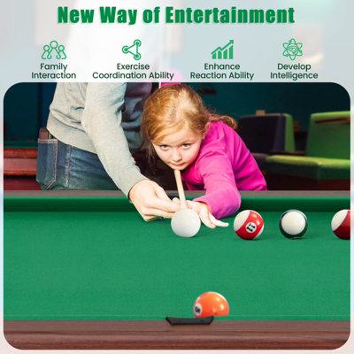 COSTWAY Pool Table for Kids & Adults Wooden Billiard Game Table w/ Full ...