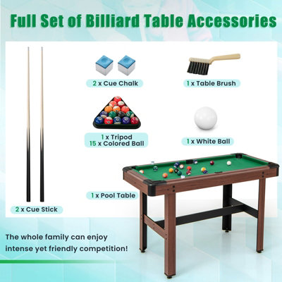 COSTWAY Pool Table for Kids & Adults Wooden Billiard Game Table w/ Full ...