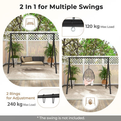 Costway Porch Swing Frame Patio Metal Swing Stand w/ A-Shaped Structure ...