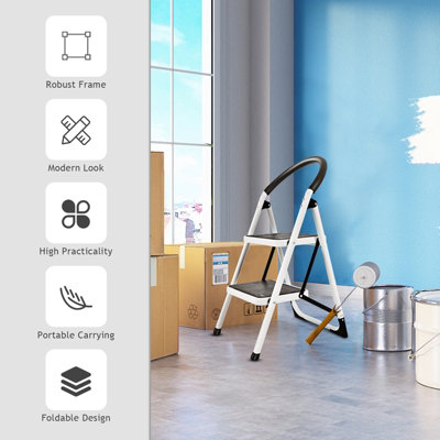 Costway Portable 2 Step Household Ladder Folding Step Stool w/ Anti ...