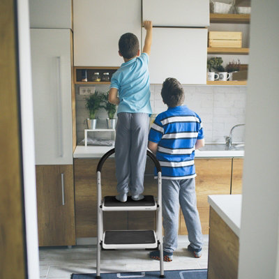 Costway Portable 2 Step Household Ladder Folding Step Stool w/ Anti ...