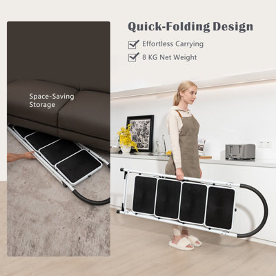 Costway Portable 4-Step Ladder Heavy Duty Safety Anti-Slip Steel Ladder ...