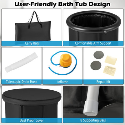 Costway Portable 400L Ice Bath Tub Multiple Layered Foldable Soaking ...