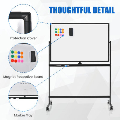 Costway Portable Double-Sided Magnetic Mobile Whiteboard Adjustable ...