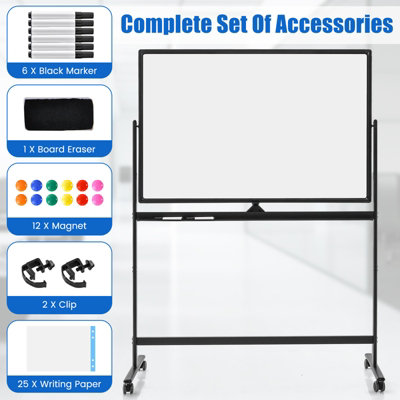 Costway Portable Double-Sided Magnetic Mobile Whiteboard Adjustable ...