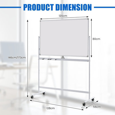 Costway Portable Double-Sided Magnetic Mobile Whiteboard Adjustable ...