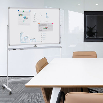 Costway Portable Double-Sided Magnetic Mobile Whiteboard Adjustable ...
