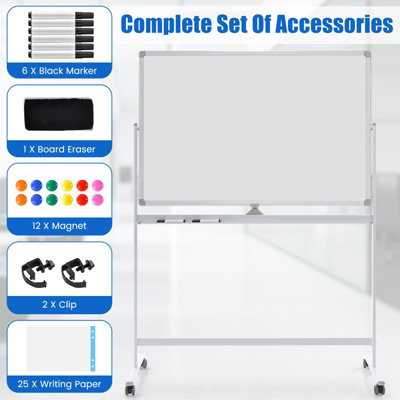 Costway Portable Double-Sided Magnetic Mobile Whiteboard Adjustable ...