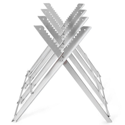 COSTWAY Portable Foldable Steel Sawhorse Heavy Duty Sawbuck-Silver