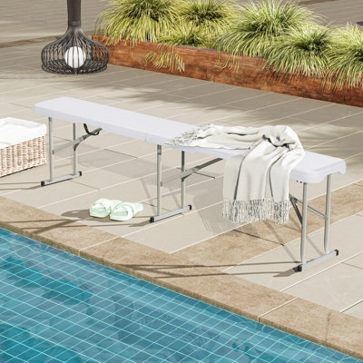 COSTWAY Portable Folding Bench 182 cm Plastic Camping Dining Seat ...