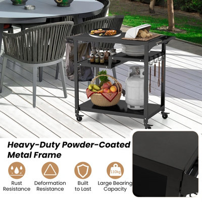 Costway Portable Grill Cart Outdoor Pizza Oven Table Movable BBQ Cart w ...