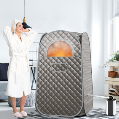 COSTWAY Portable Home Sauna Full Body Steam Sauna Tent with 3L Steam ...