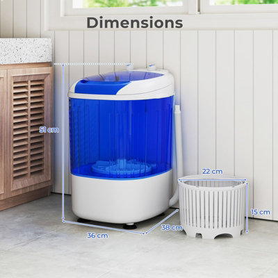 COSTWAY Portable Mini Washing Machine 2.5 kg Capacity with Spin Tub-Blue