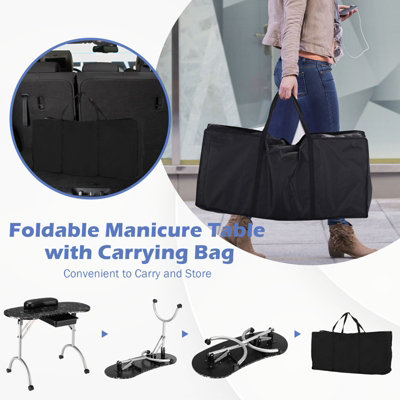 Costway Portable Nail Table Station Manicure Tech Desk Nails Art Table ...