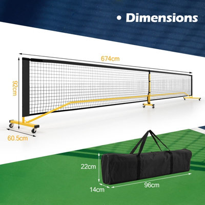 Costway Portable Pickleball Net 22FT Regulation Size Pickle Ball Net-Black