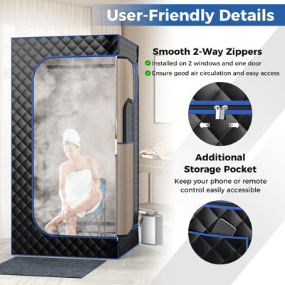 Costway Portable Steam Sauna Home Full Body Sauna Box w/ 3L Steam ...