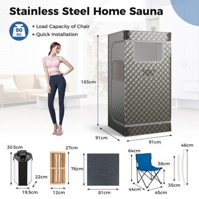 COSTWAY PORTABLE STEAM SAUNA HOME FULL BODY SAUNA BOX W/ 3L STEAM ...