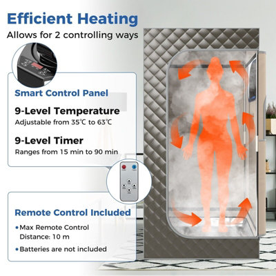 COSTWAY PORTABLE STEAM SAUNA HOME FULL BODY SAUNA BOX W/ 3L STEAM ...