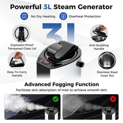 COSTWAY PORTABLE STEAM SAUNA HOME FULL BODY SAUNA BOX W/ 3L STEAM ...