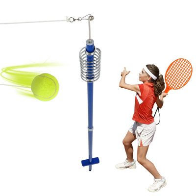 COSTWAY Portable Tetherball Set 3-Level Adjustable Swing Ball Game Set-Blue
