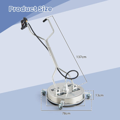 COSTWAY Pressure Washer Surface Cleaner Stainless Steel 4000 PSI/275BAR ...