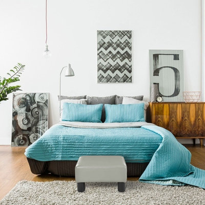 Costway PU Leather Ottoman Upholstery Footstool Sofa Side Footrest ...