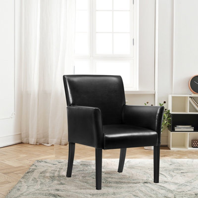 Costway PU Leather Upholstered Guest Chair Home Office Meeting Chair ...