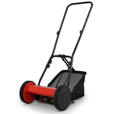 COSTWAY Push Lawn Mower Manual Grass Sweeper w/ 30cm Cutting Width-Red