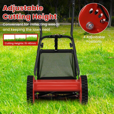 COSTWAY Push Lawn Mower Manual Grass Sweeper w/ 30cm Cutting Width-Red