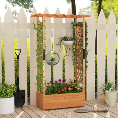 Costway Raised Garden Bed Freestanding Planter Trellis Container w ...