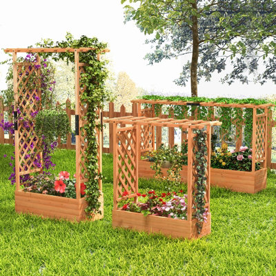 Costway Raised Garden Bed Freestanding Planter Trellis Container w ...