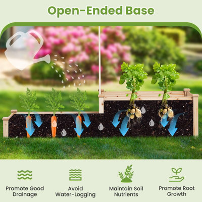 Costway Raised Garden Bed Open Base Wooden Elevated Planter W/ Trellis ...