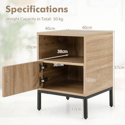 Costway Rattan Door Bedside Table Compact Nightstand Boho Style End ...